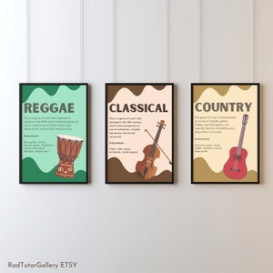 Music Genres Set of 10 Gallery Wall Art, Music Classroom Poster, Music ...