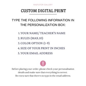 Custom Classroom Rules, Minimalist Class Rules Poster, Personalized ...