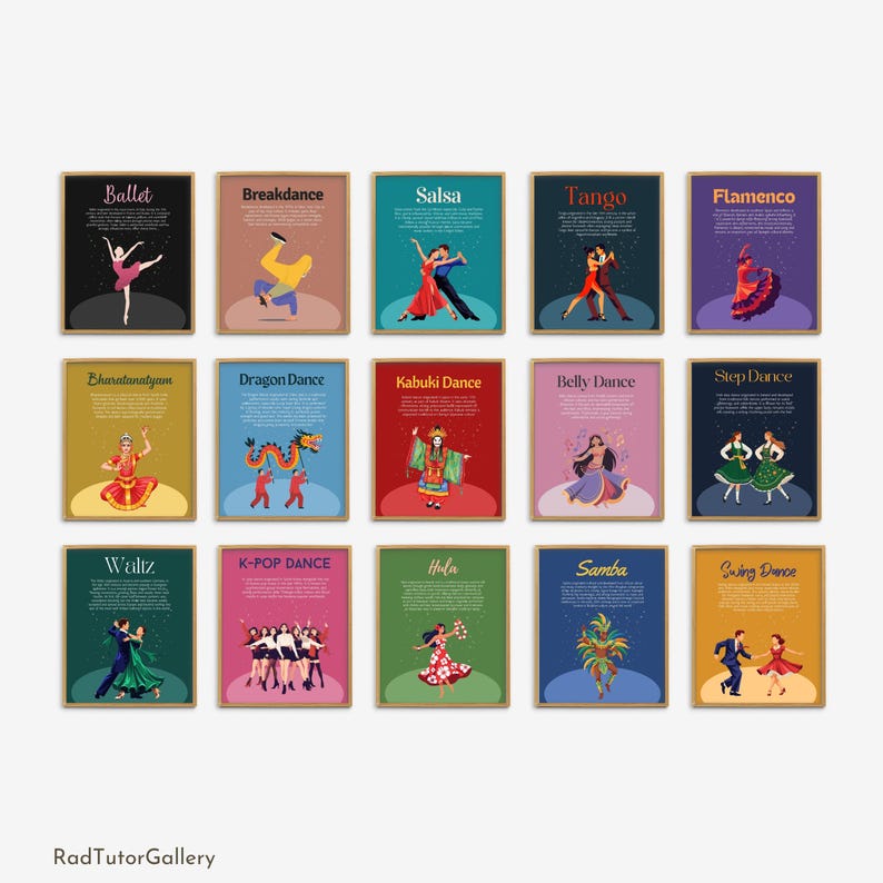 Popular Dances Around the World Bulletin Board, Dance Class Poster ...