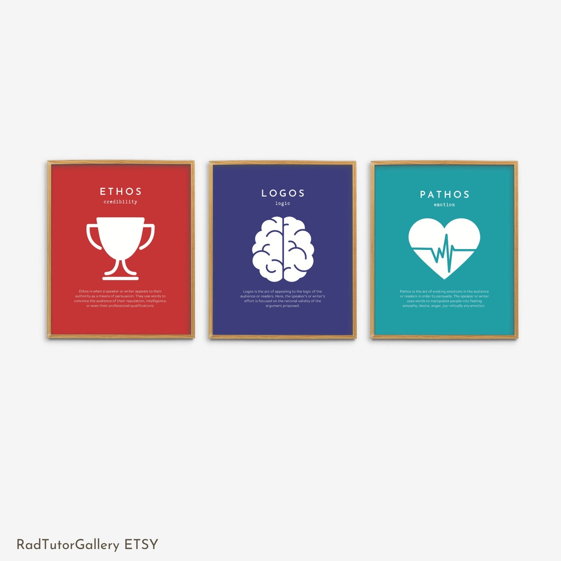 Ethos Pathos Logos Posters Set of 3, Rhetorical Appeals, English ...