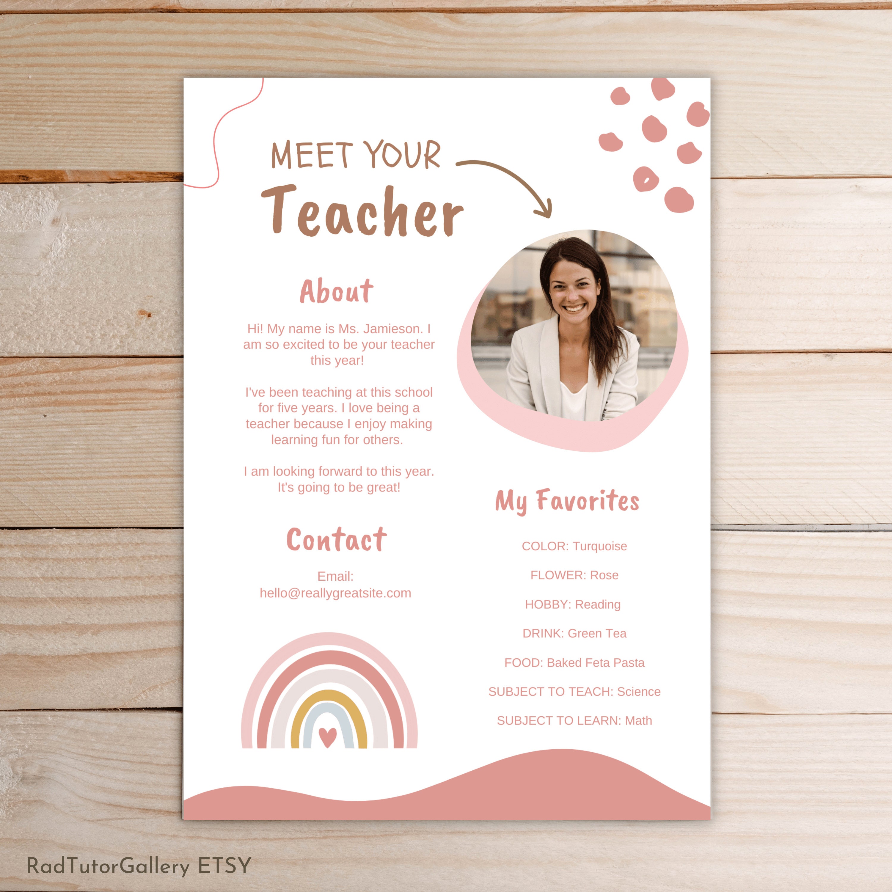 Boho Neutrals Meet the Teacher Editable Template, Boho Rainbow Meet the ...