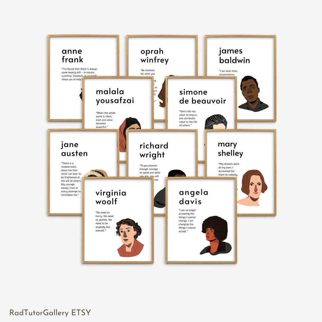 Influential Inspiring Authors Posters, Book Quote Wall Collage Bundle ...