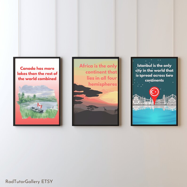Set of 10 Geography Fun Facts Posters World Geography - Etsy