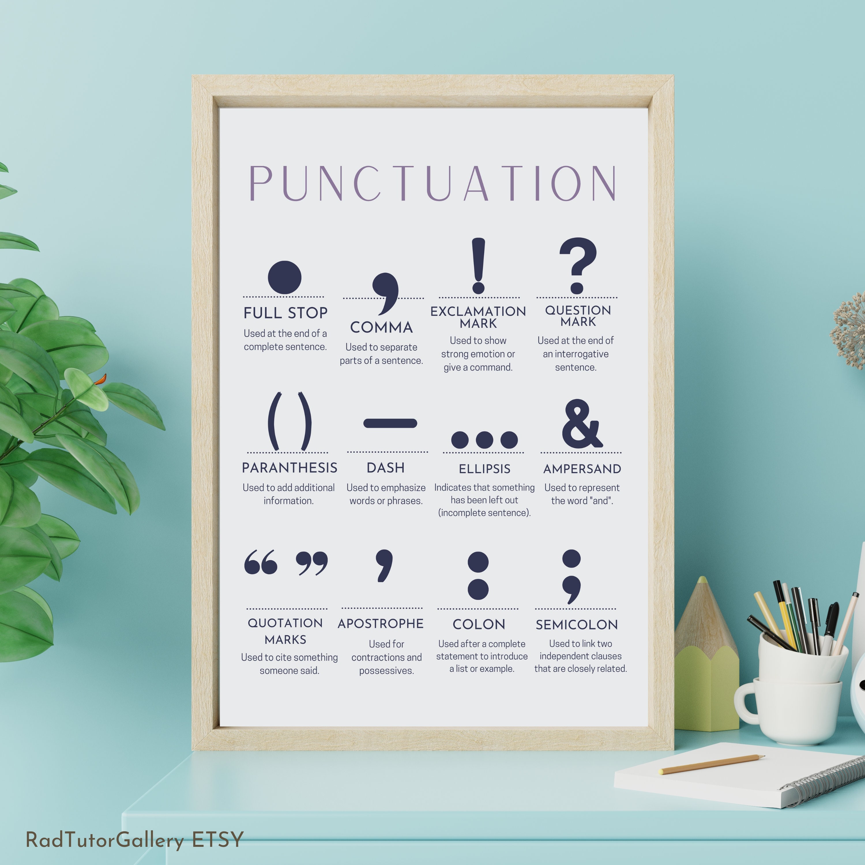 Punctuation English Classroom Poster Boho Classroom Decor - Etsy