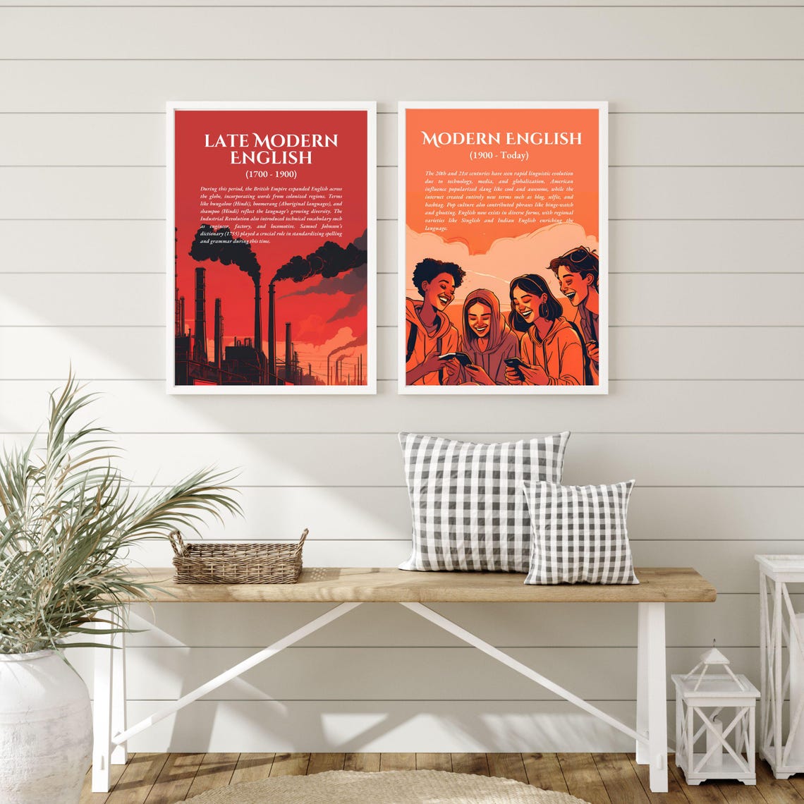 Evolution of English Language Posters, Modern English Classroom Decor ...