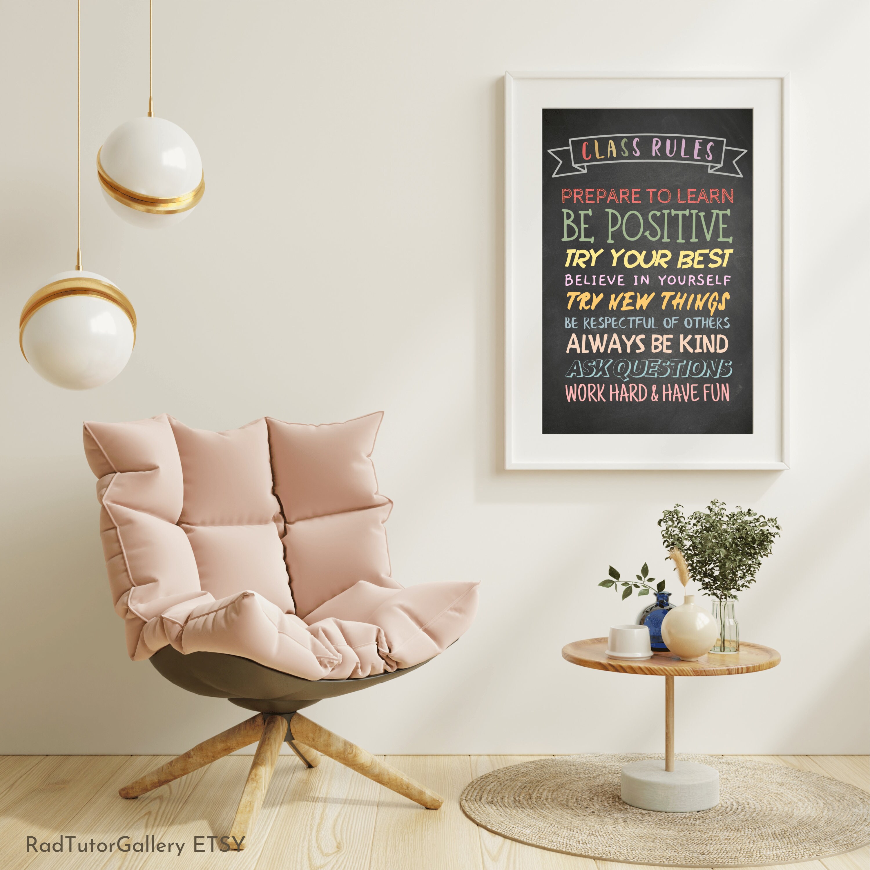 Modern Blackboard Style Classroom Rules, Minimalist Class Rules Poster ...