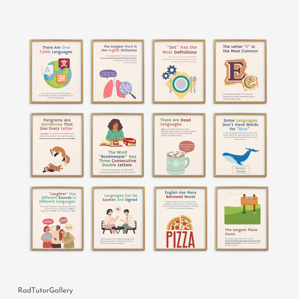 Language Fun Facts Posters, English Class Wall Arts, ELA Prints ...