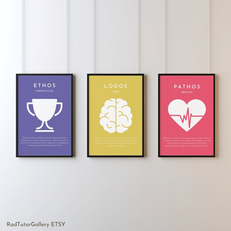 Ethos Pathos Logos Posters Set of 3 Rhetorical Appeals - Etsy