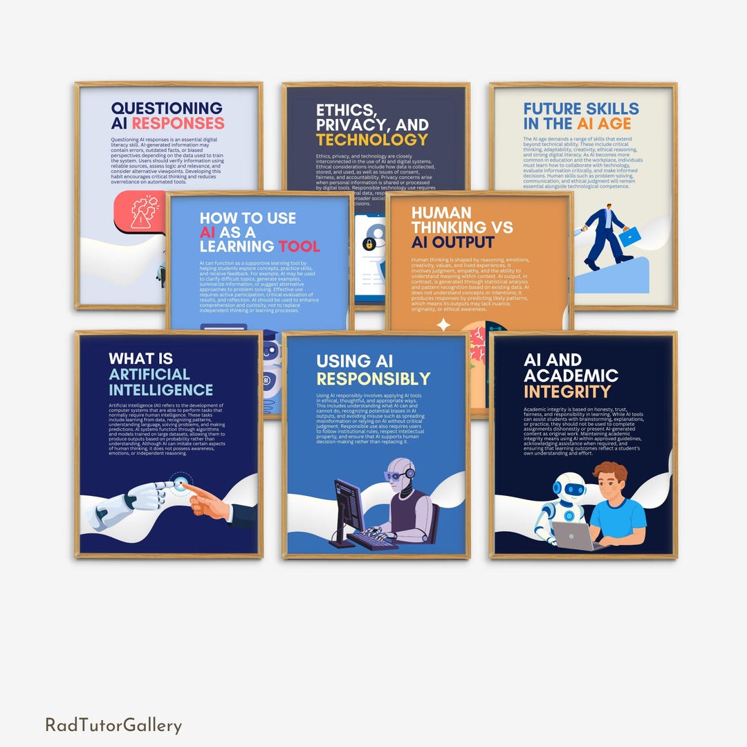 AI Digital Literacy, Digital Citizenship Poster Set, Internet Safety IT ...