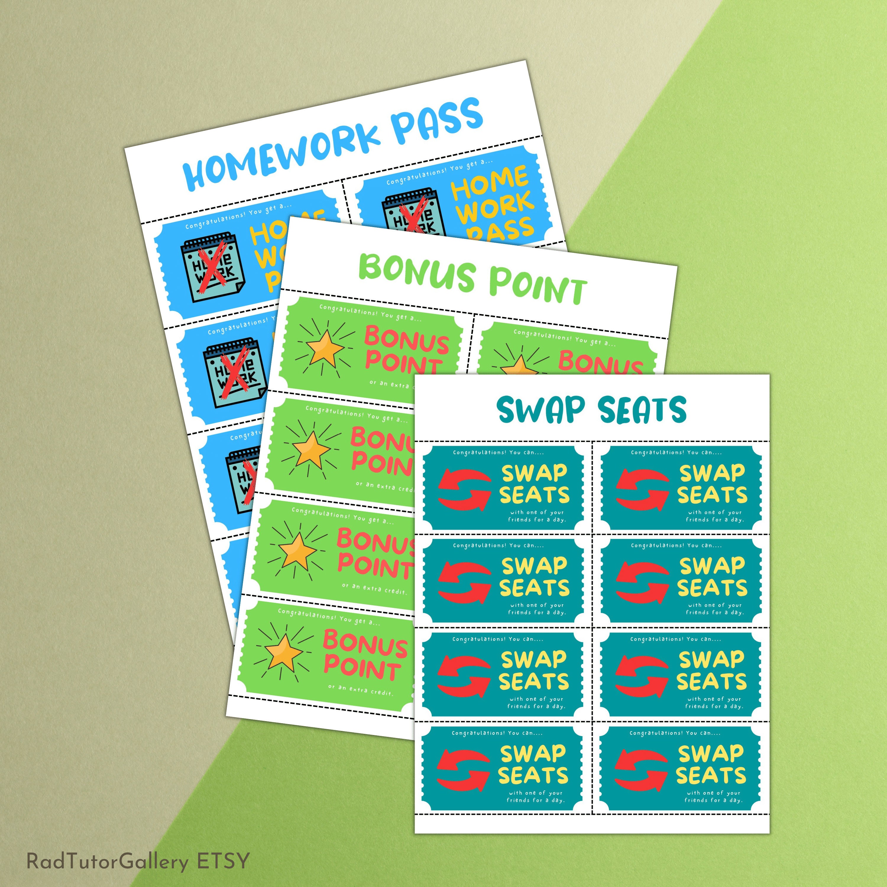 Classroom Management Printables, Classroom Reward Coupons Set of 10 ...