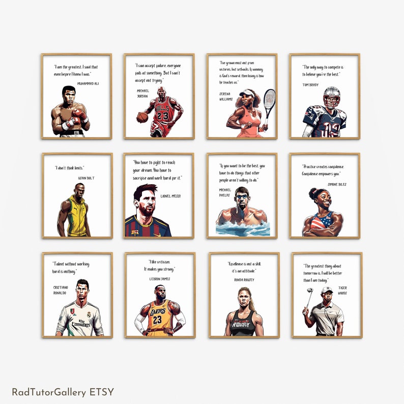 Famous Athletes Posters: Motivational Classroom Art Prints (digital ...