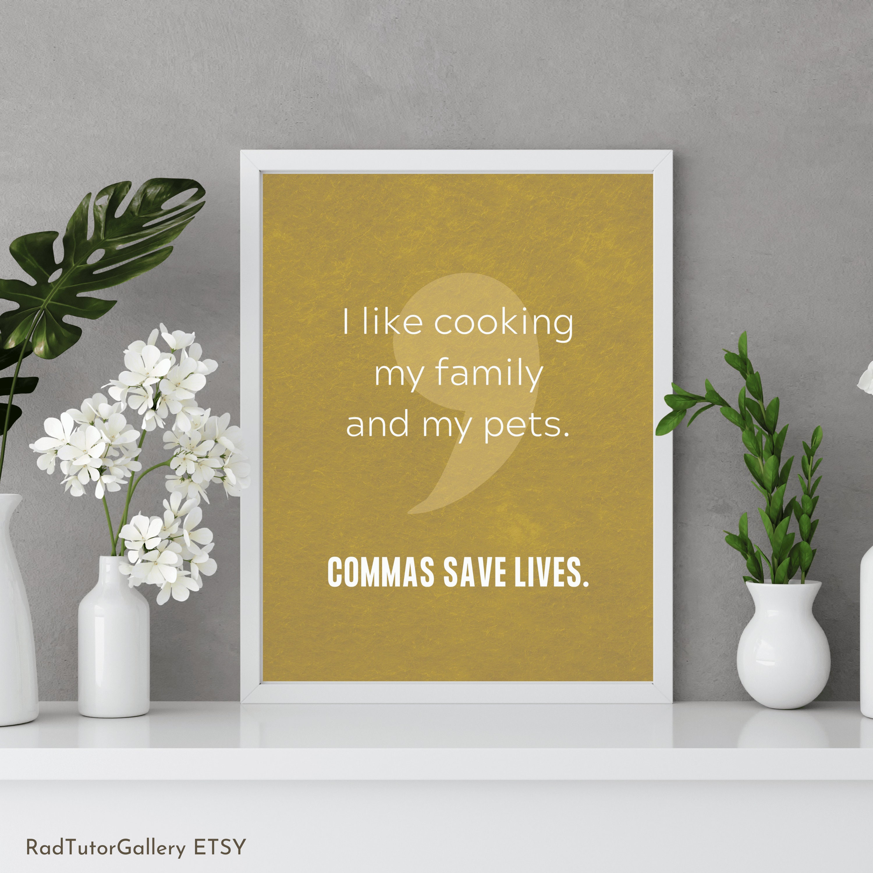 Funny Comma Poster, Writing Help Poster, English Teacher Gift ...