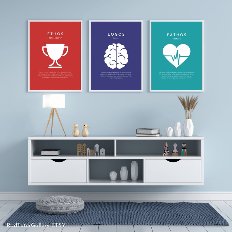 Ethos Pathos Logos Posters Set of 3, Rhetorical Appeals, English ...