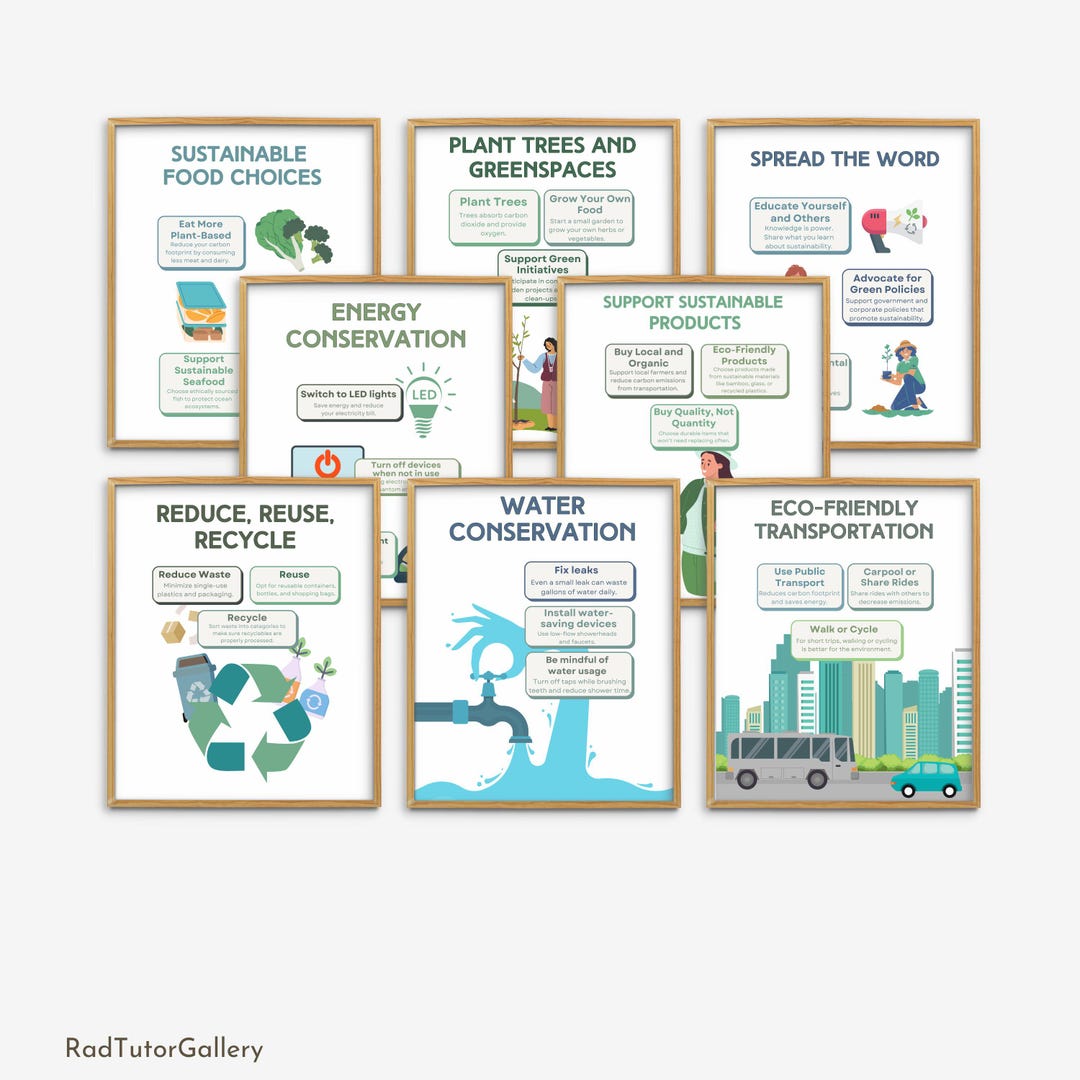 Practice Sustainability Posters, Middle High School Science, Ecology ...
