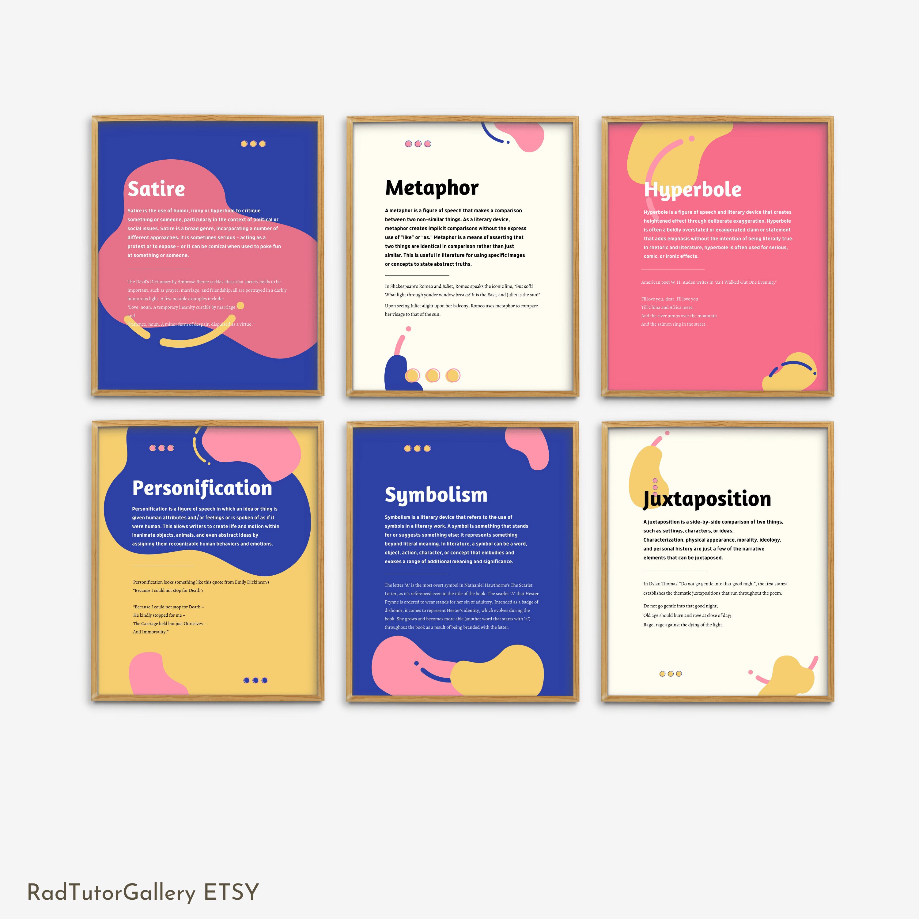 Literary Devices Posters Bundle Set of 10, Modern English Classroom ...