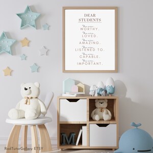 Dear Students Affirmation Wall Art, Boho Classroom Decor, School ...