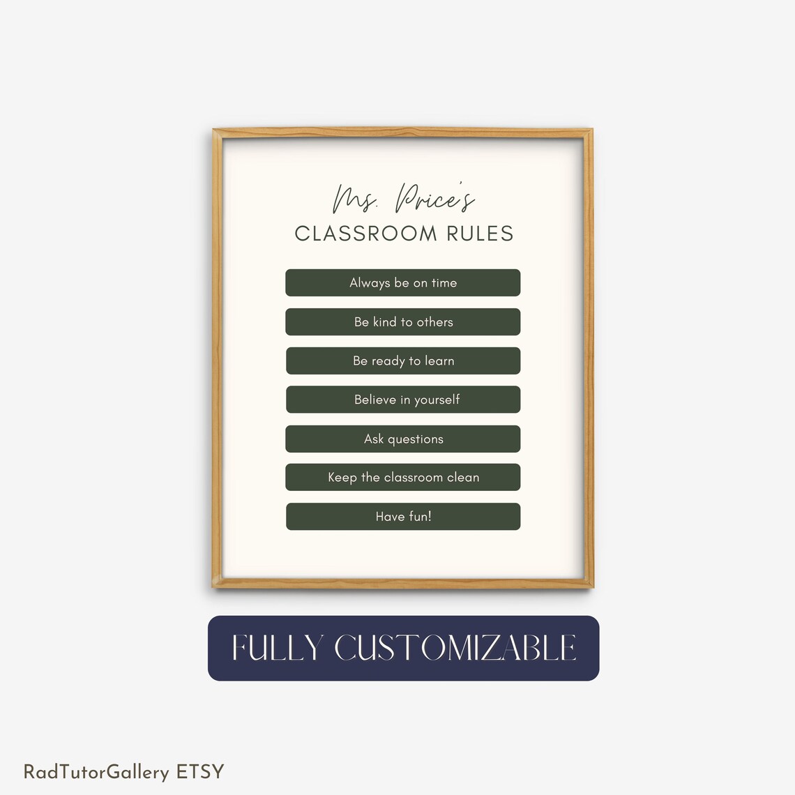 Custom Classroom Rules Minimalist Class Rules Poster - Etsy