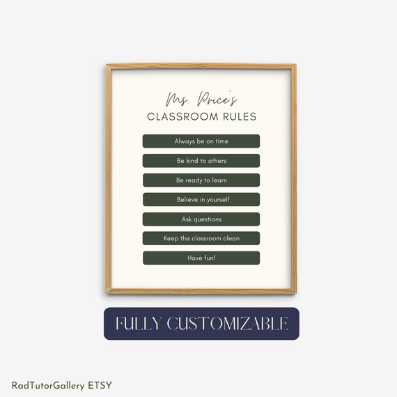 Custom Classroom Rules Minimalist Class Rules Poster - Etsy