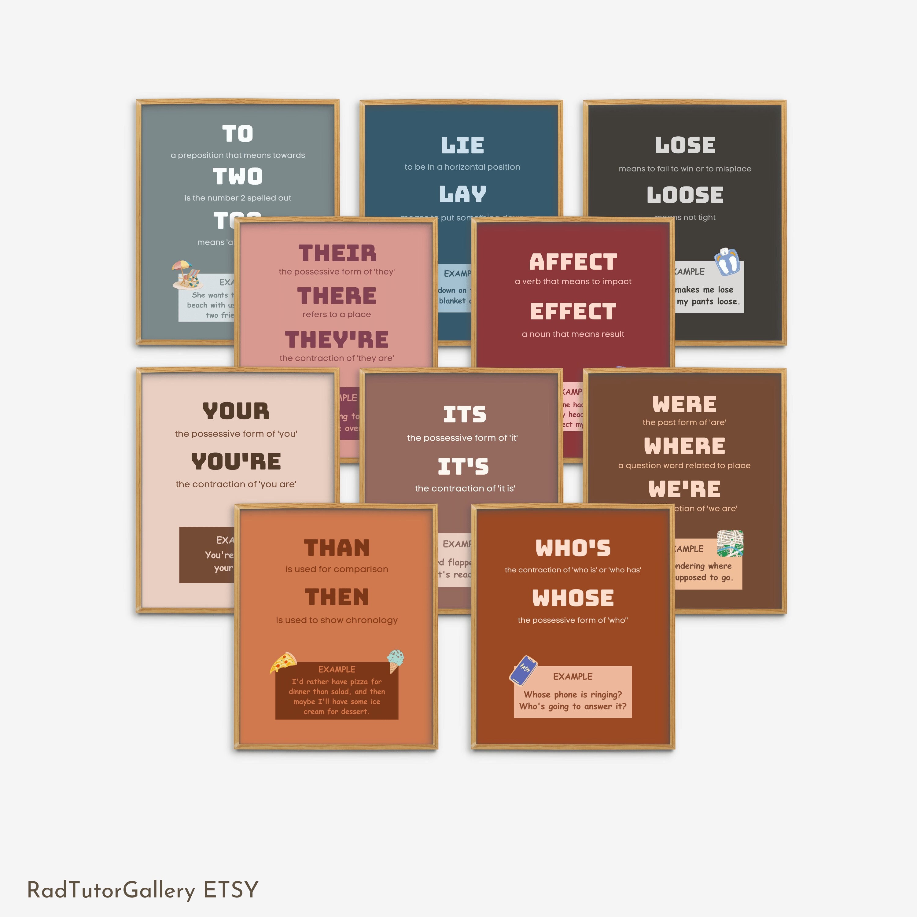 Commonly Confused Words Poster Set of 10, English Classroom Decor ...