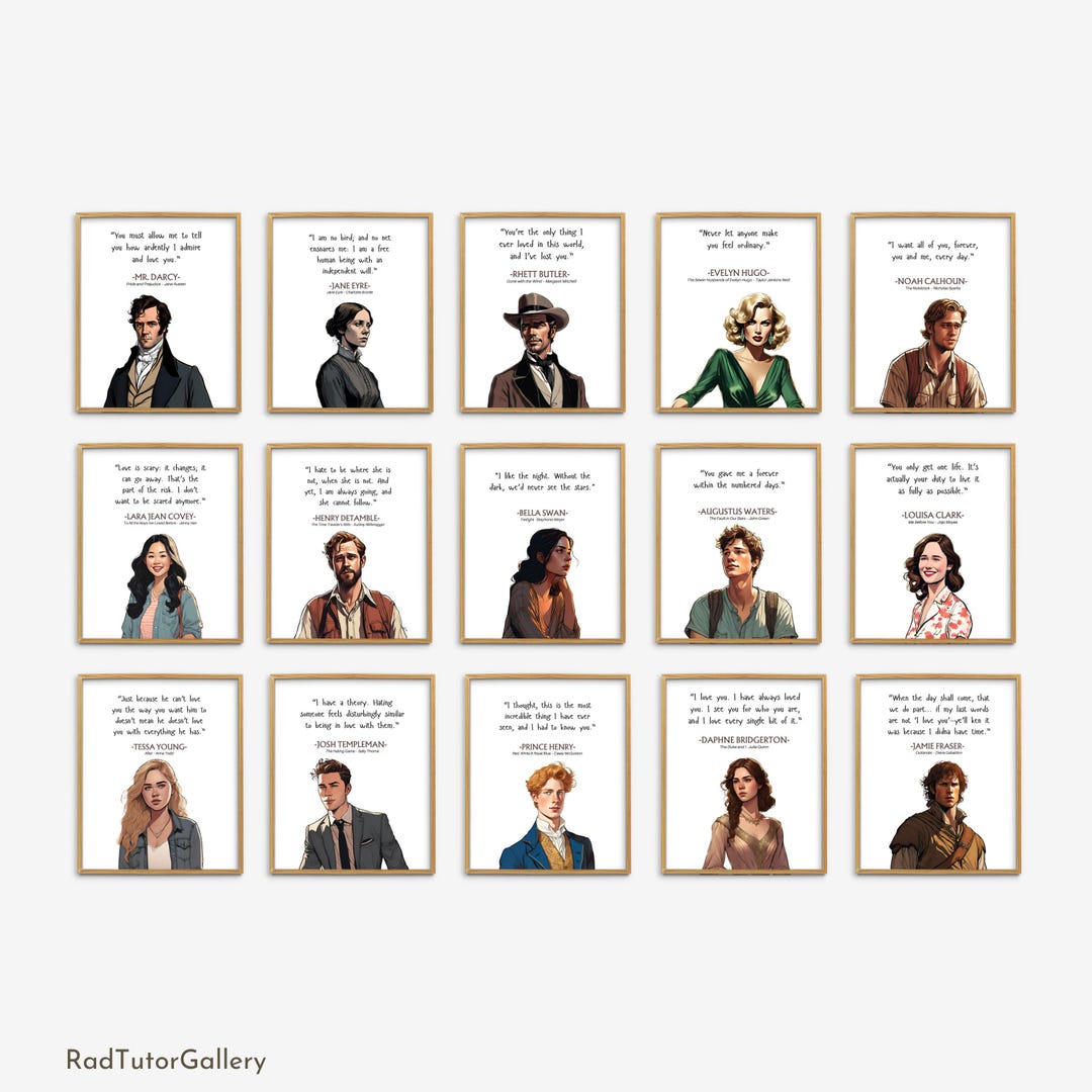 Popular Romance Books Characters Quotes, Literature Posters, Literary ...