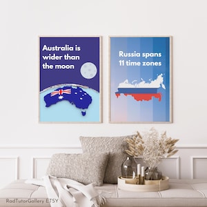 Set of 10 Geography Fun Facts Posters, World Geography Classroom Decor ...