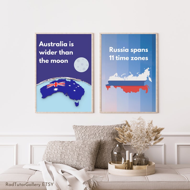 Set of 10 Geography Fun Facts Posters World Geography - Etsy