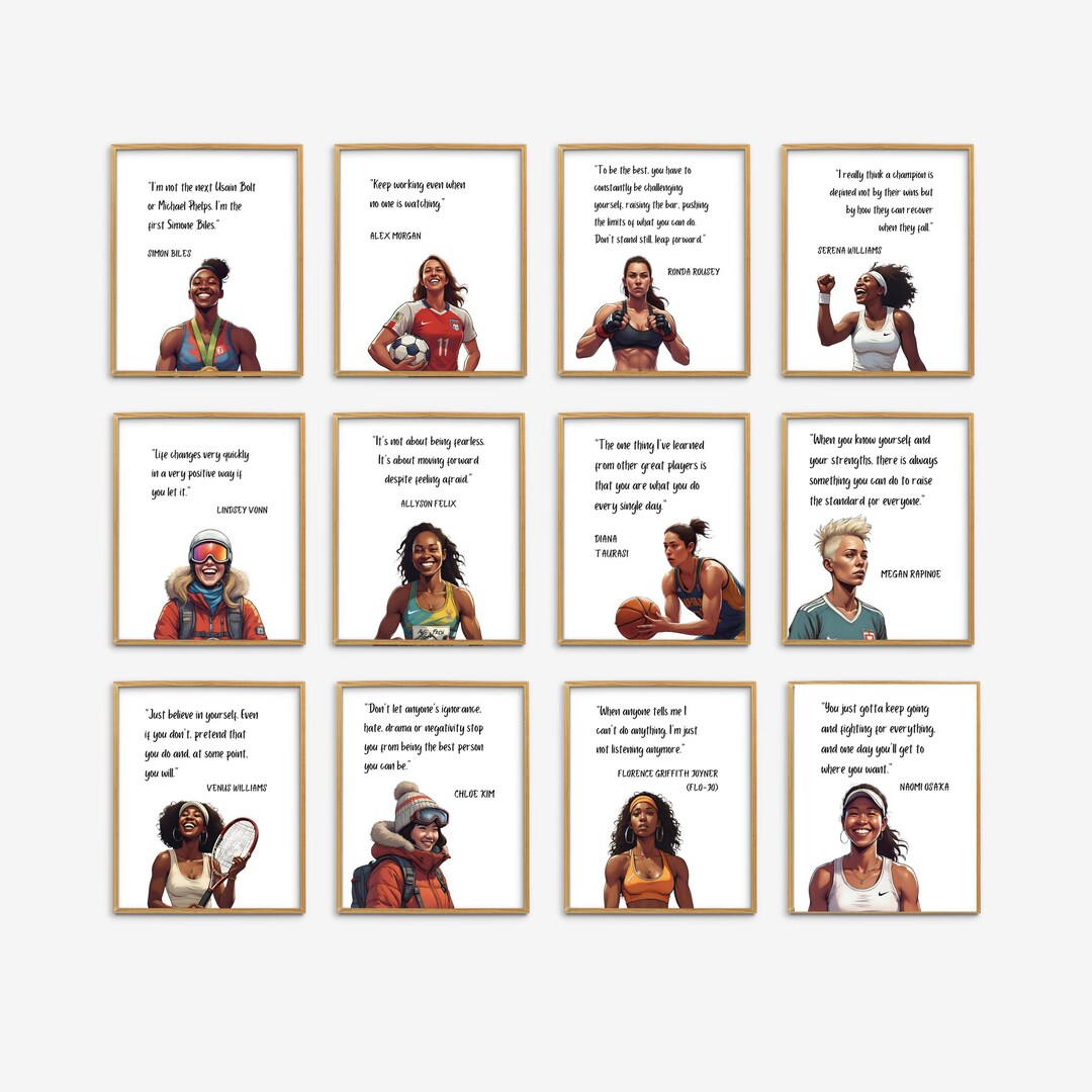 Famous Female Athletes Posters Set of 12, Inspirational Posters ...