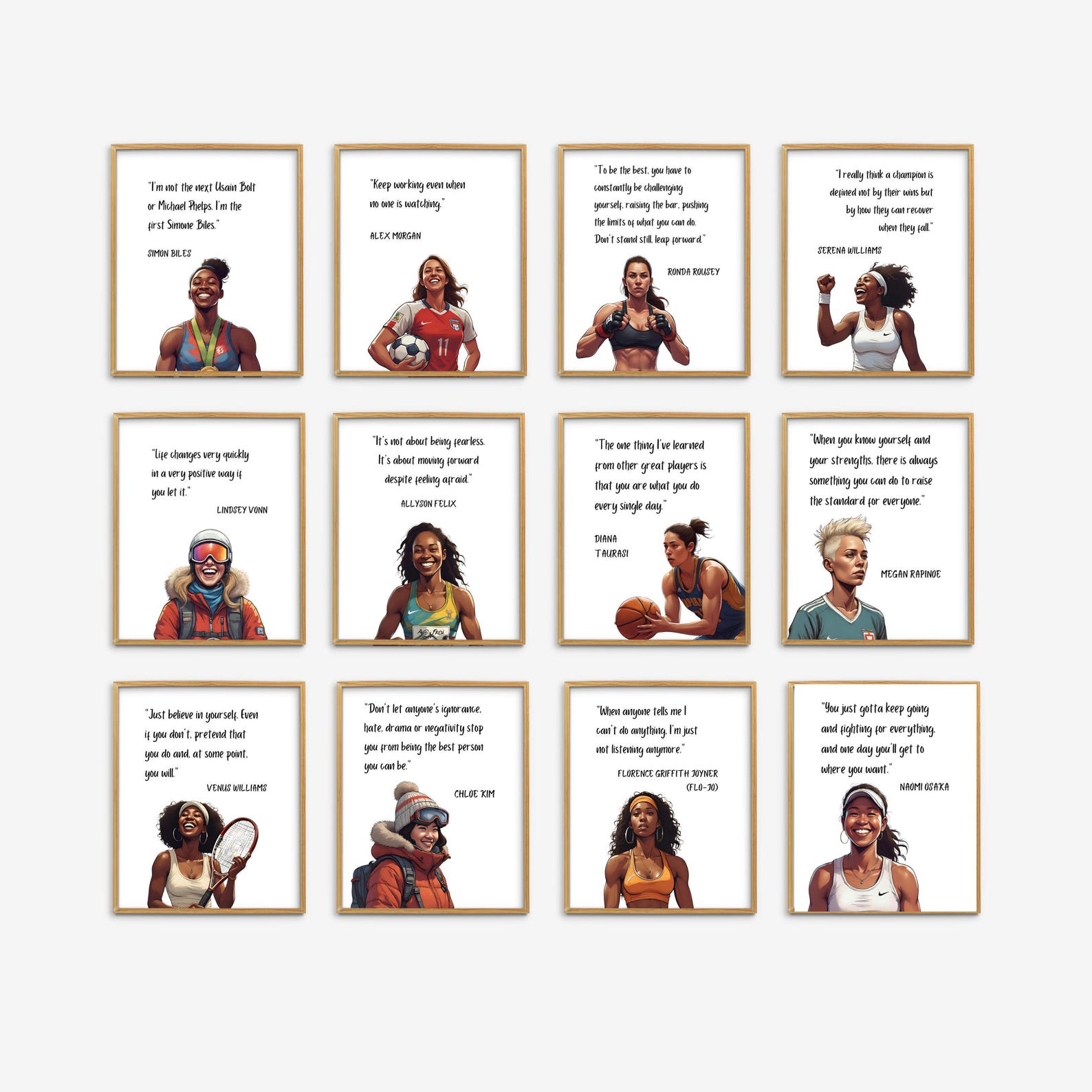 Famous Female Athletes Posters Set of 12, Inspirational Posters ...
