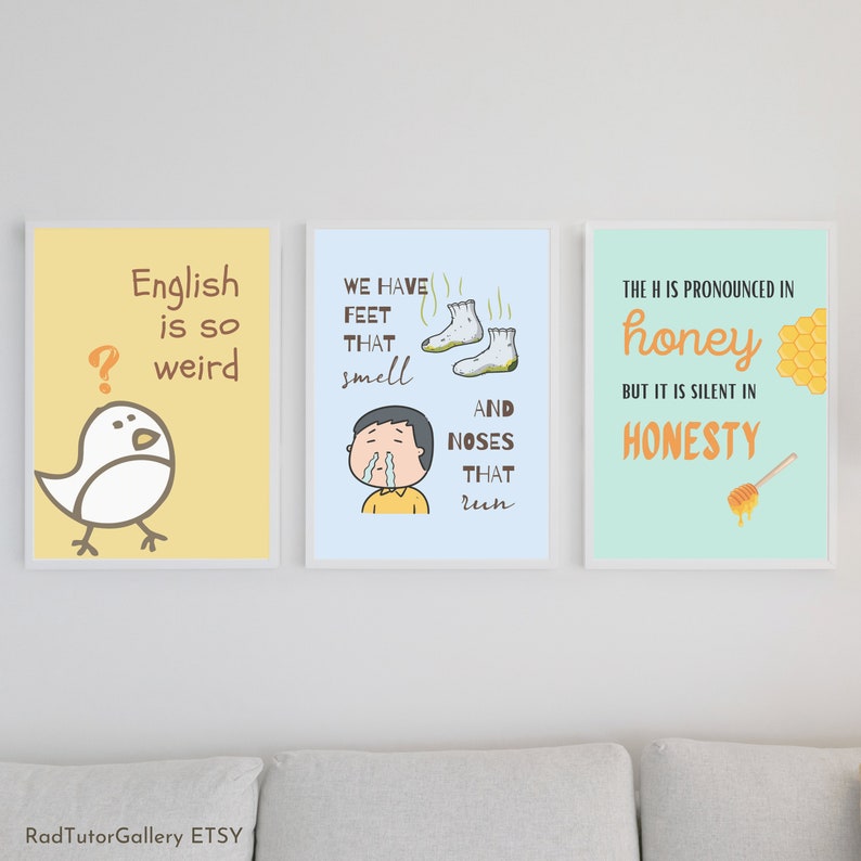 English is Weird Posters Set of 8, Funny English Classroom Decor ...