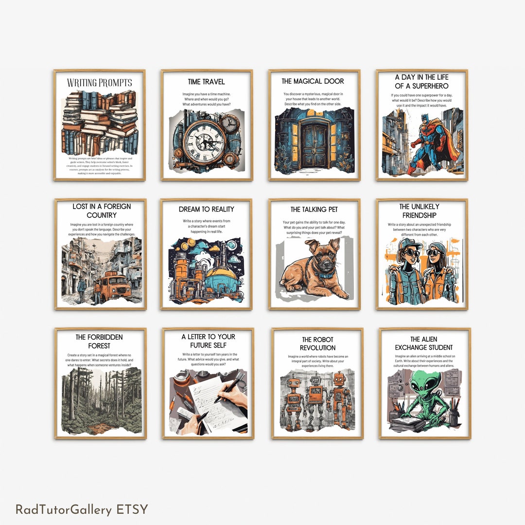 Writing Prompts Posters Set, Middle High School English Classroom Decor ...