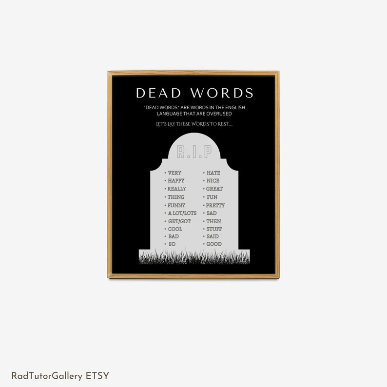 Dead Words English Classroom Decor Funny Gothic English Class - Etsy