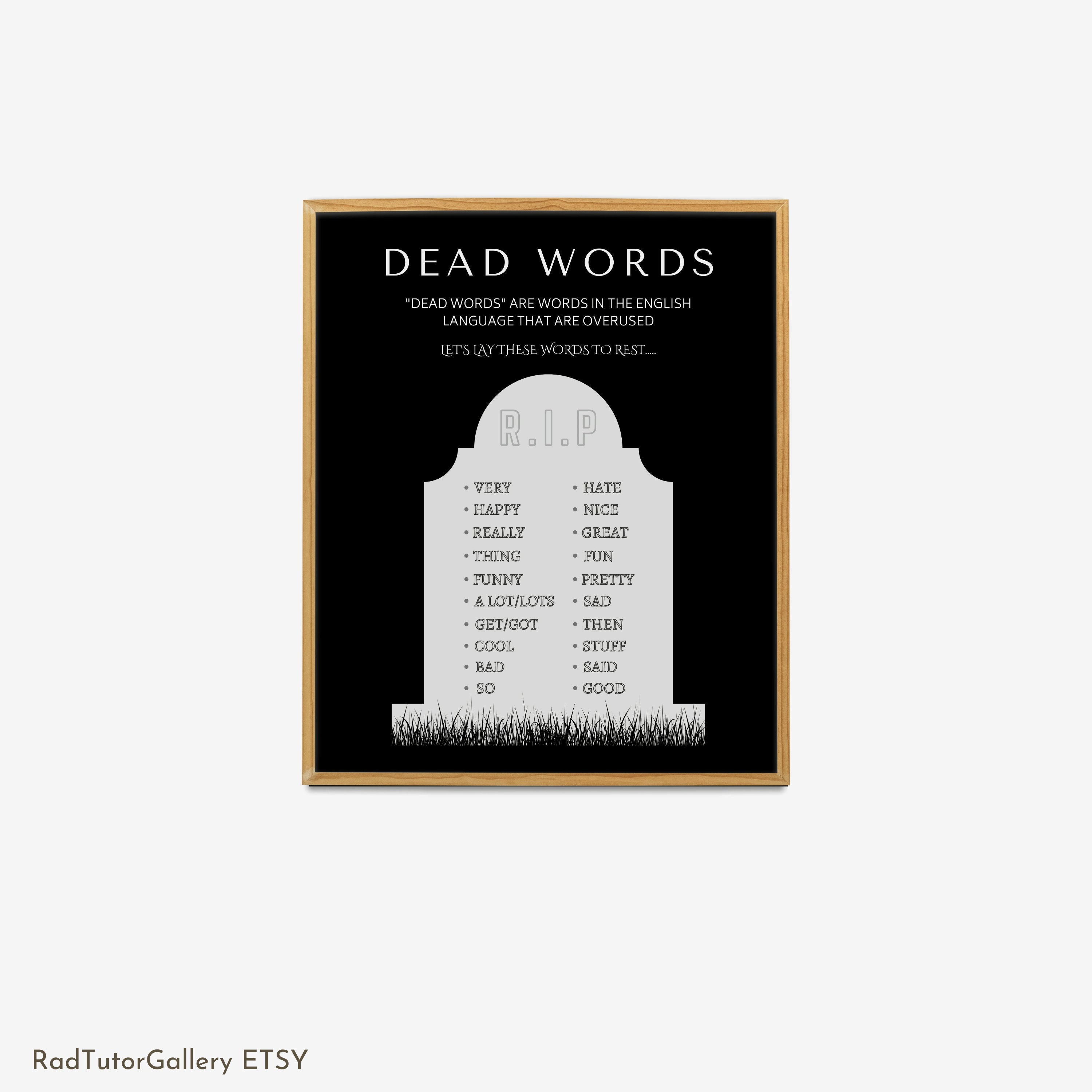 Dead Words English Classroom Decor Gothic English Class - Etsy