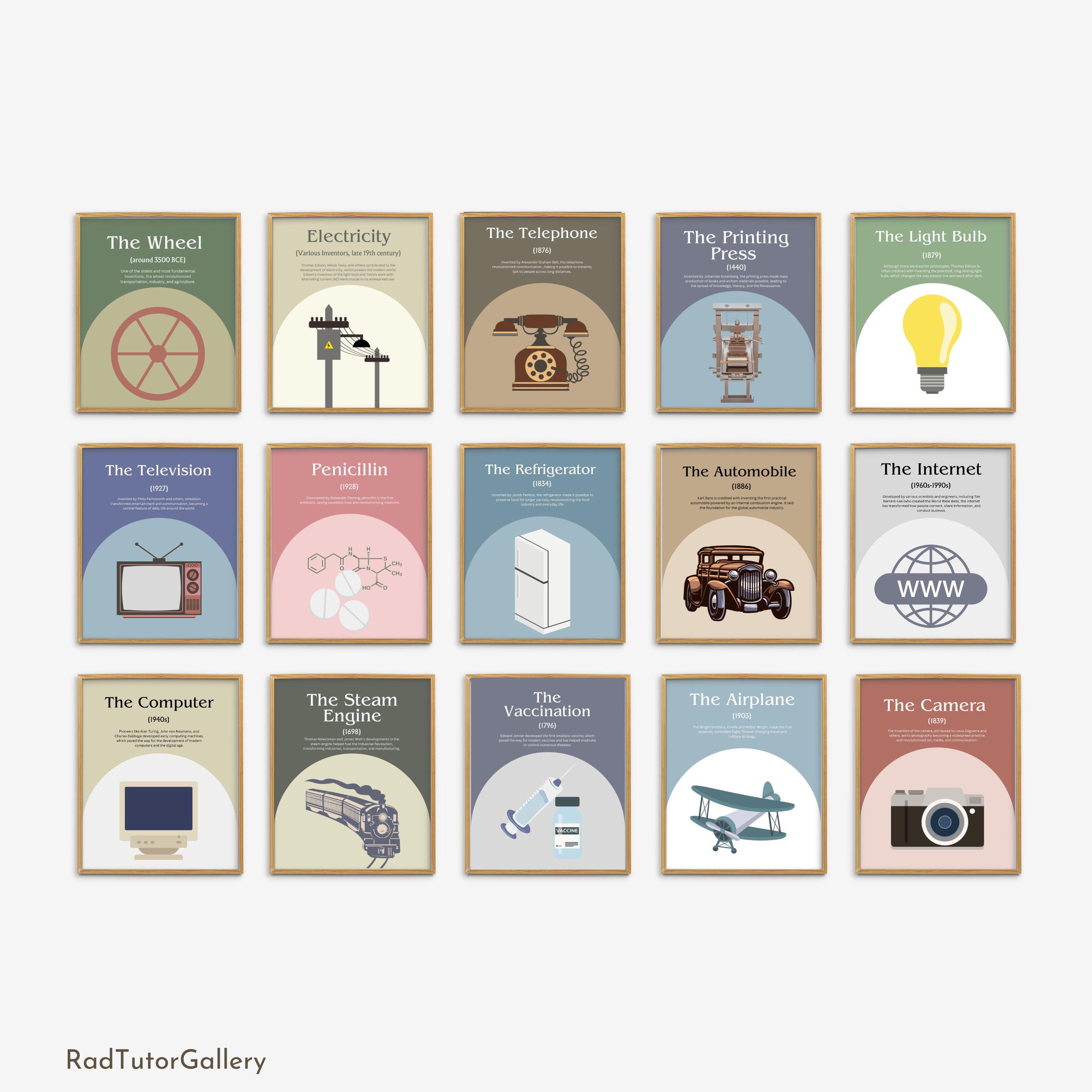 Famous Inventions in History Posters, Popular Scientists Inspirational ...