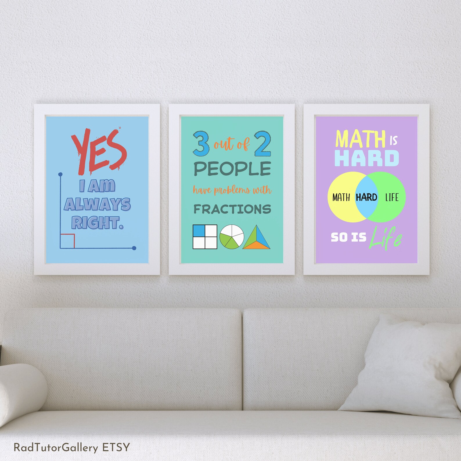 Math Posters Set, Math Trendy Poster, Mathematics Puns Class Posters ...