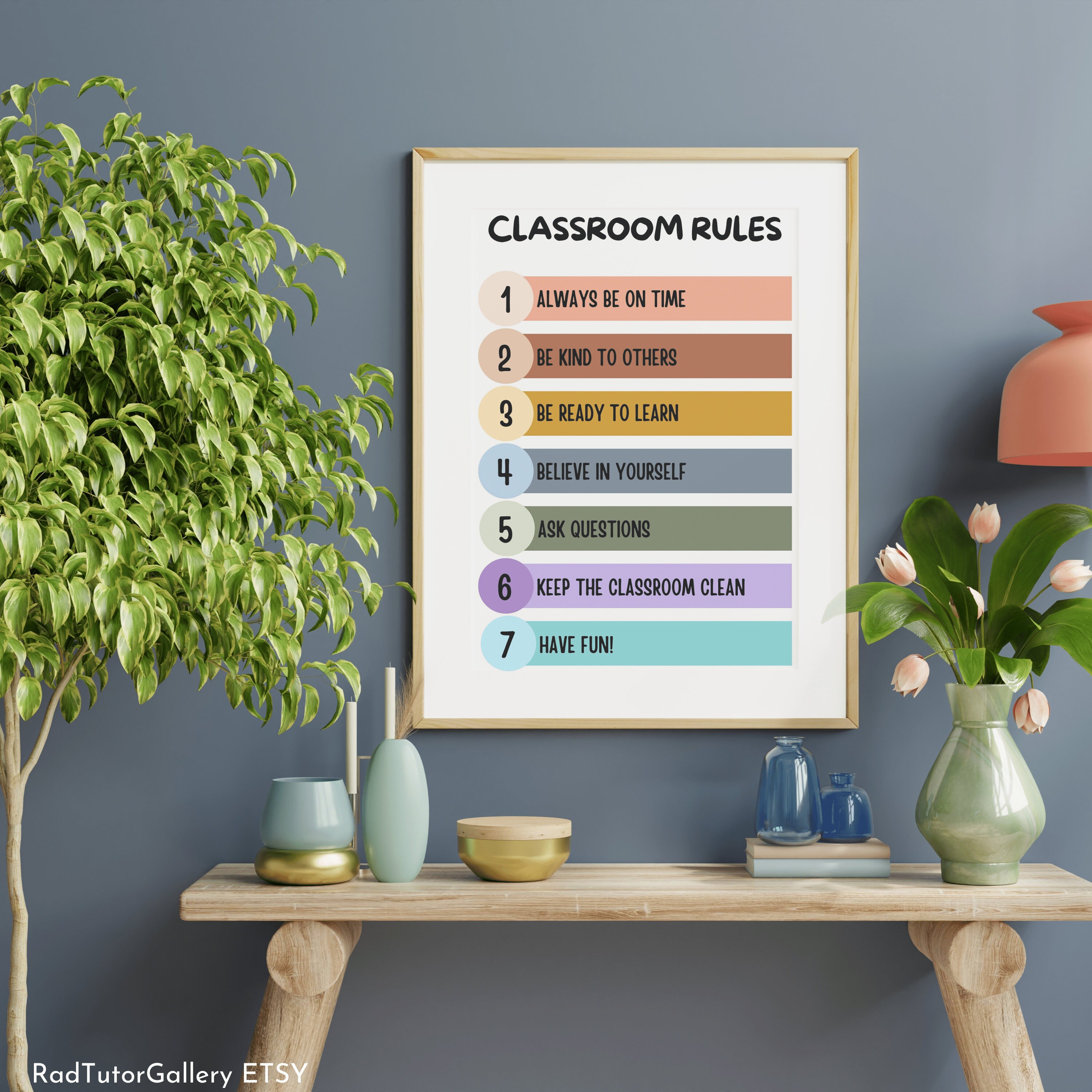 Custom Classroom Rules, Boho Class Rules Poster, Personalized Classroom ...