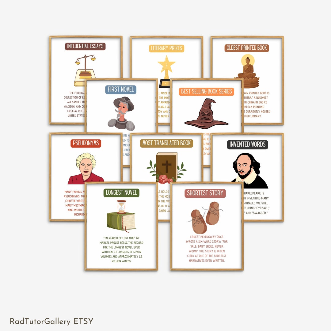 Literary Fun Facts Bulletin Board, Literature Posters, English Teacher ...