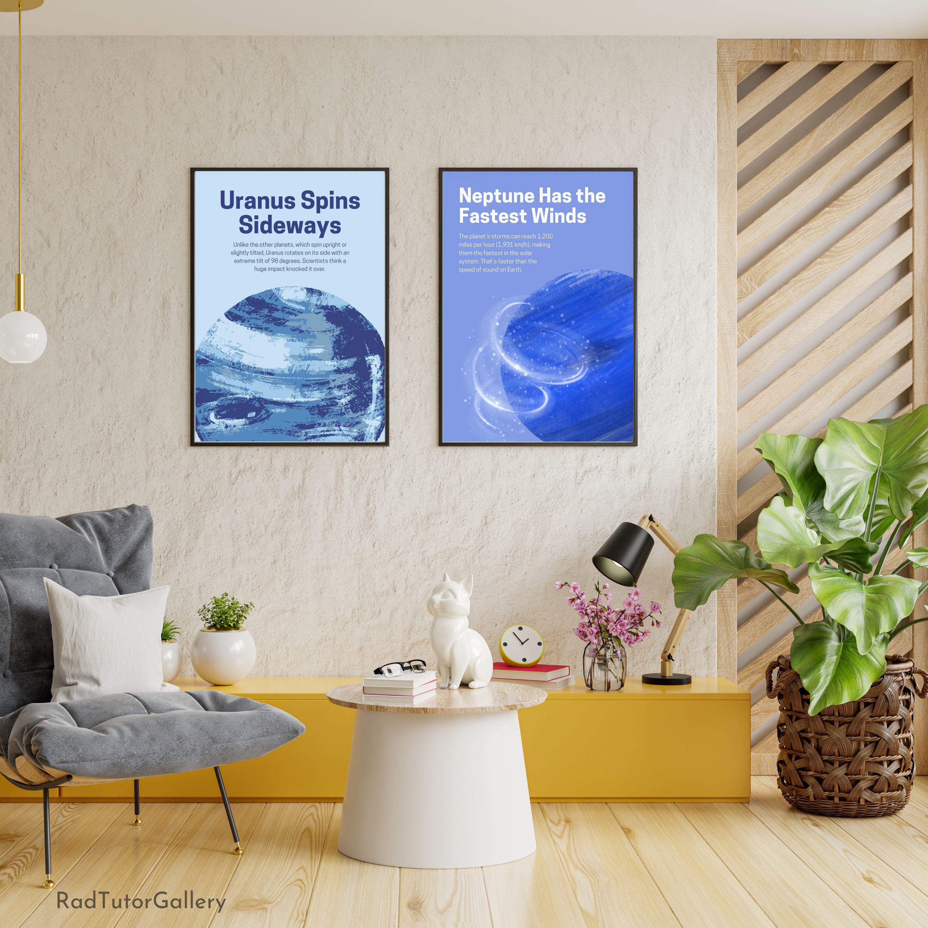 Solar System Fun Facts Posters, Space Poster Educational Wall Art ...