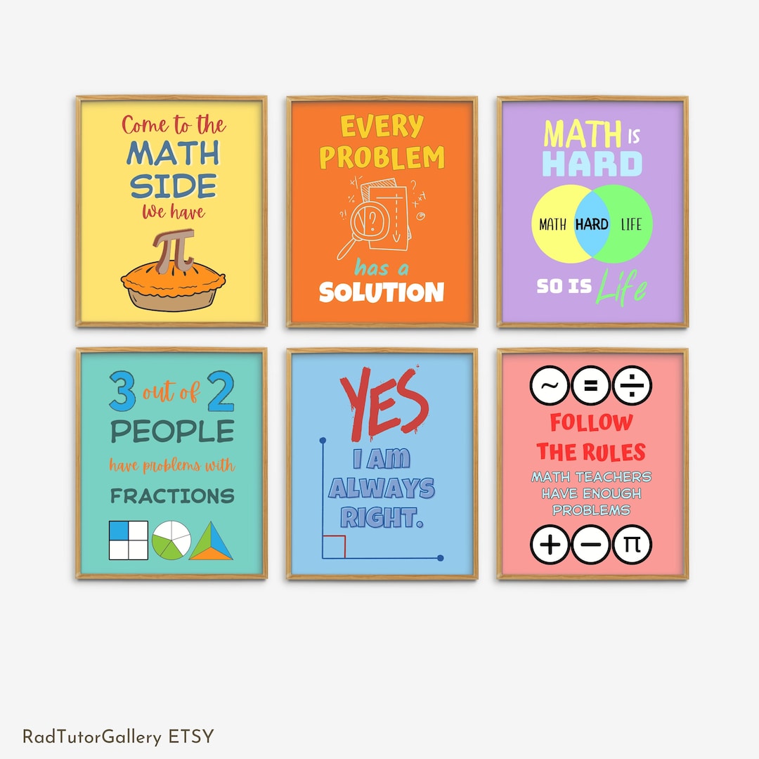 Math Posters Set, Math Trendy Poster, Mathematics Puns Class Posters ...