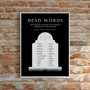 Dead Words English Classroom Decor, Funny Gothic English Class ...