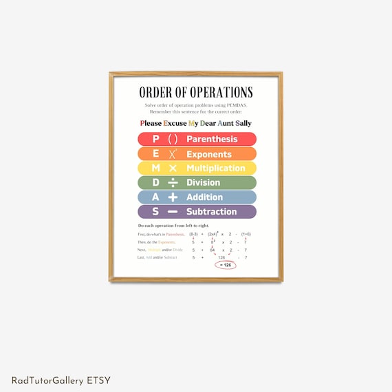Order Of Operations Poster Printable Order Of Operations, Math