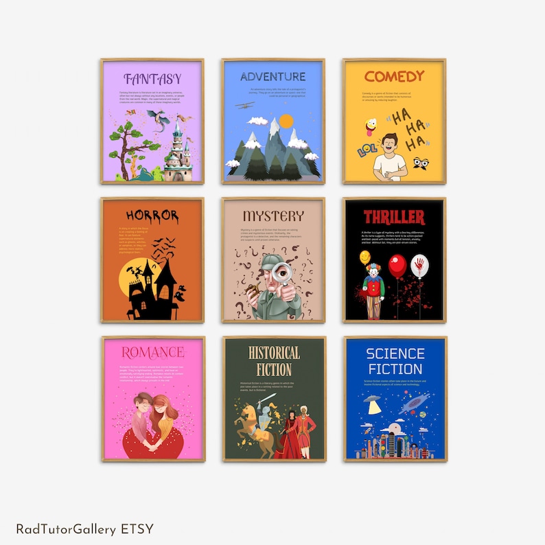 Literary Genre Posters Set of 9 Fiction Genres Novel Genres - Etsy