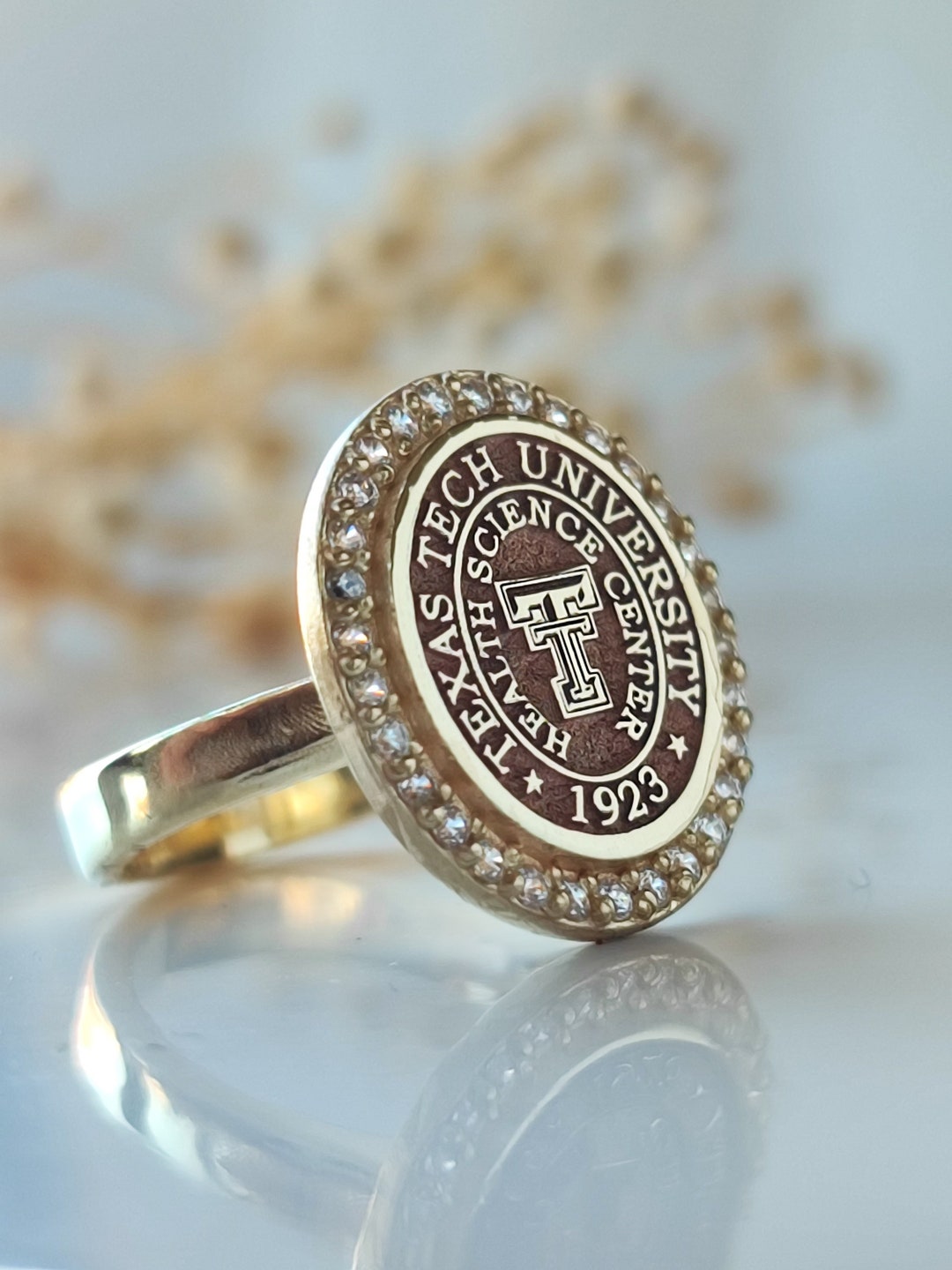14K Solid Gold Ring College Ring Personalized Ring Rose - Etsy