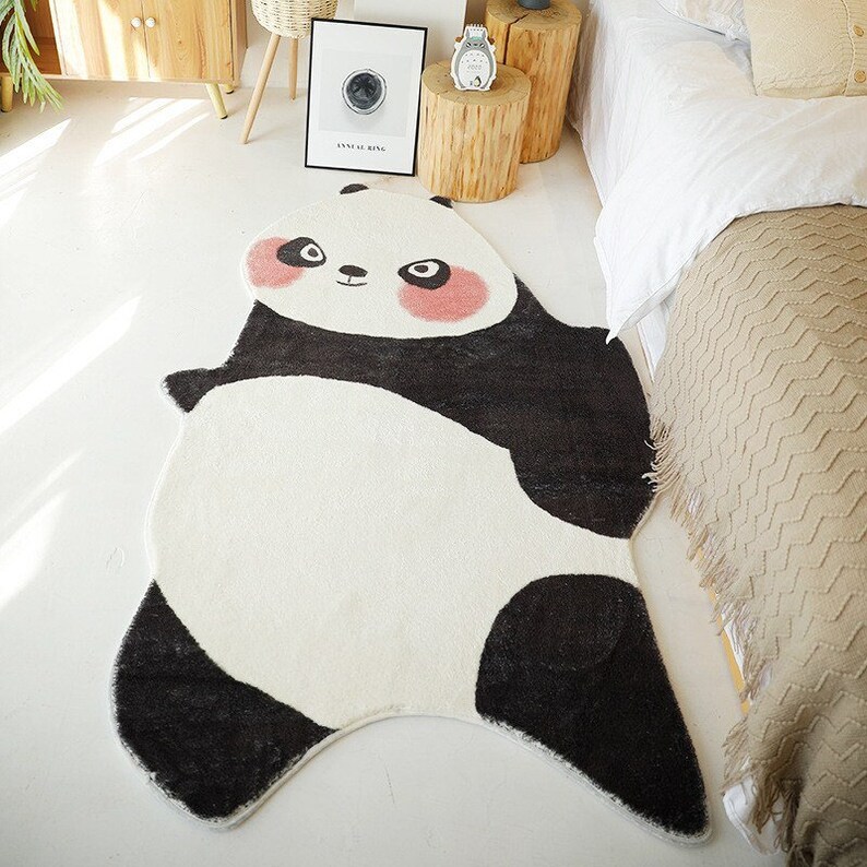 Cartoon Round Carpet Floor Mat Bedroom Polyester Panda Soft - Etsy