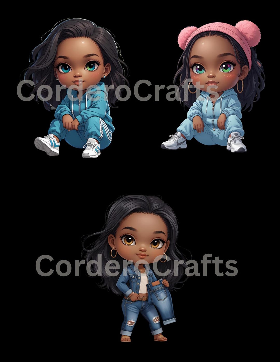 Multicultural Girls Clipart PNG: Ethnic Diversity, Sublimation Stickers ...