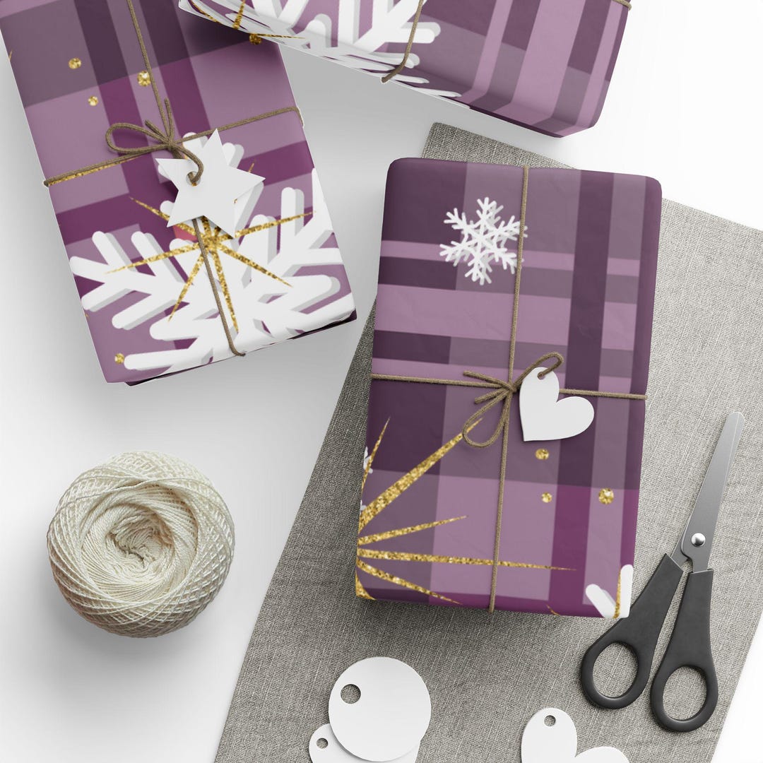 Purple Snowflake Gift Wrap, Festive Holiday Wrapping Paper - Etsy