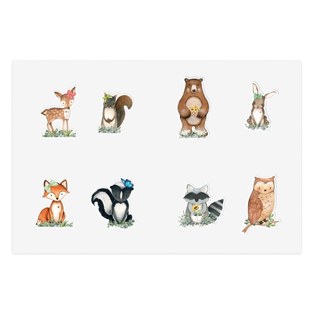 Whimsical Woodland Animal Sticker Sheets - Cute Forest Creatures for ...
