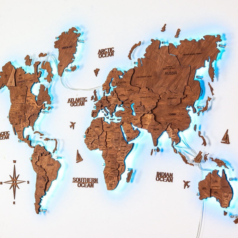 Led World Map - Etsy