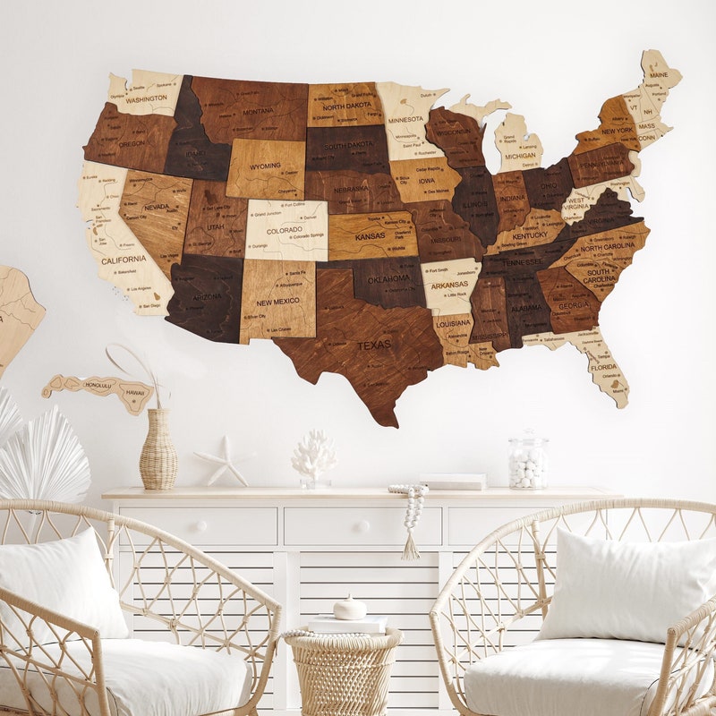 Wooden Travel Map - Etsy