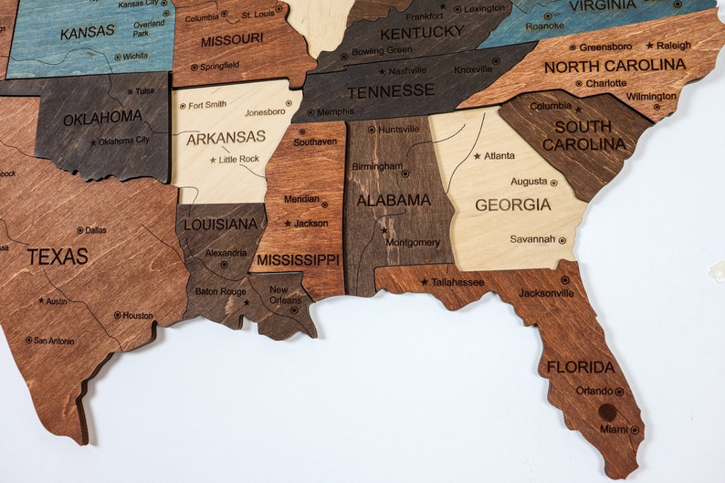 Us Travel Map Push Pin Map Wood Map Of United States Etsy