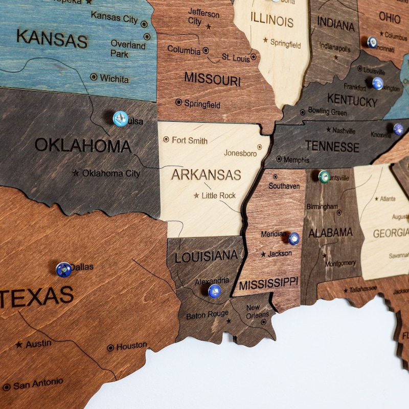 Wooden Map of Usa Led - Etsy
